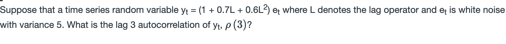 Suppose that a time series random variable yt = (1 | Chegg.com