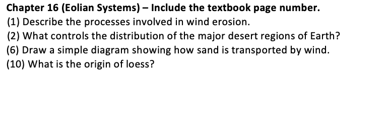 Solved Chapter 16 (Eolian Systems) - Include the textbook | Chegg.com