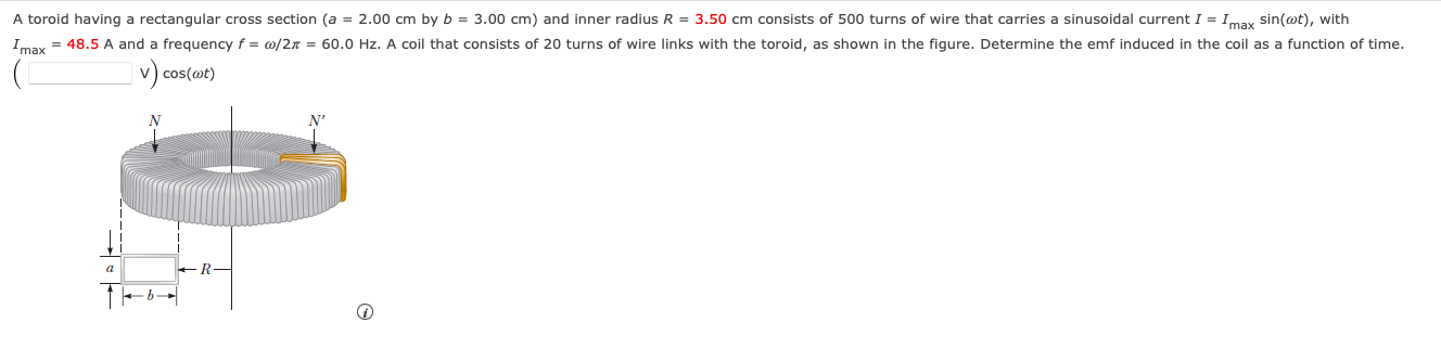 Solved A toroid having a rectangular cross section (a = 2.00 | Chegg.com