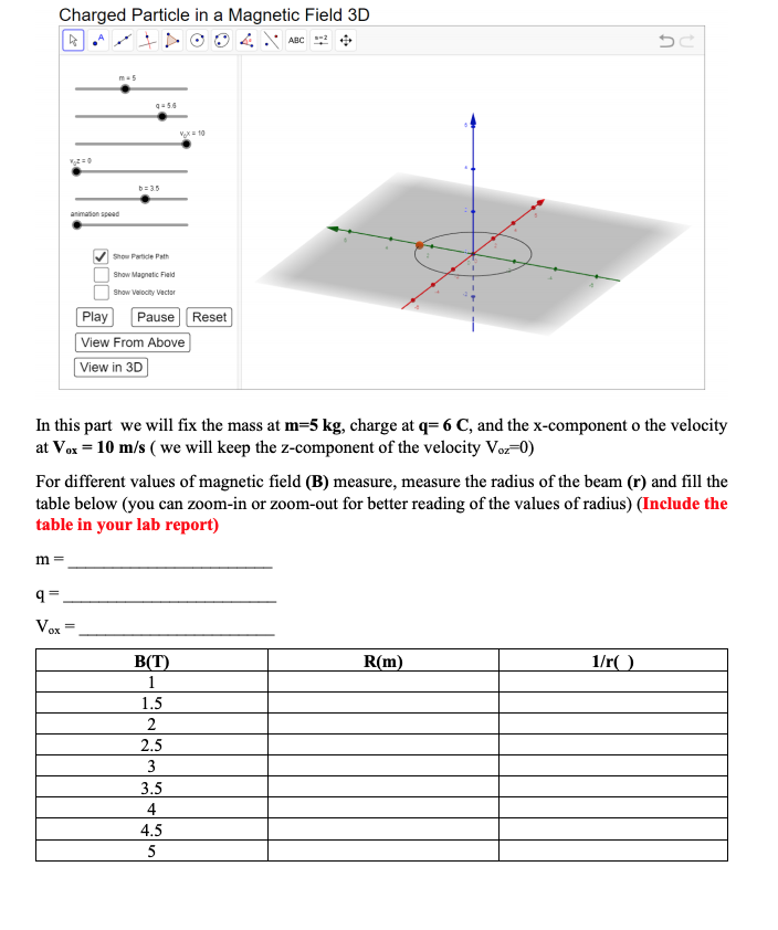 Solved Charged Particle in a Magnetic Field 3D b=35 | Chegg.com