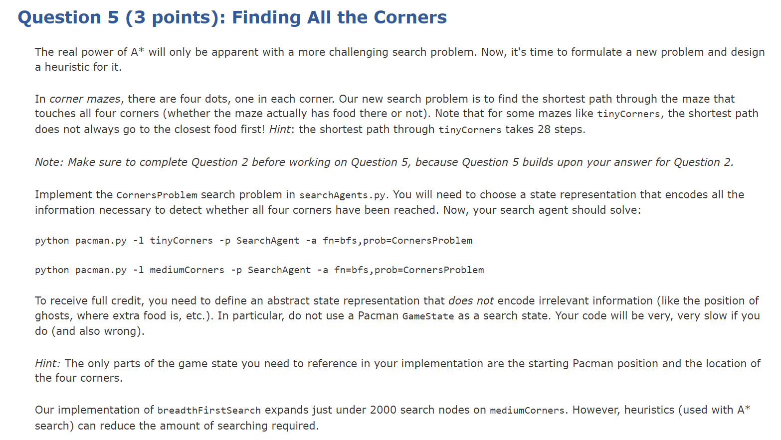 Solved Question 5 (3 ﻿points): Finding All the CornersThe | Chegg.com