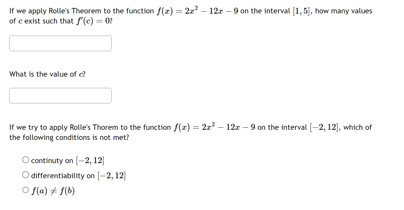 Solved If we apply Rolle's Theorem to the function | Chegg.com