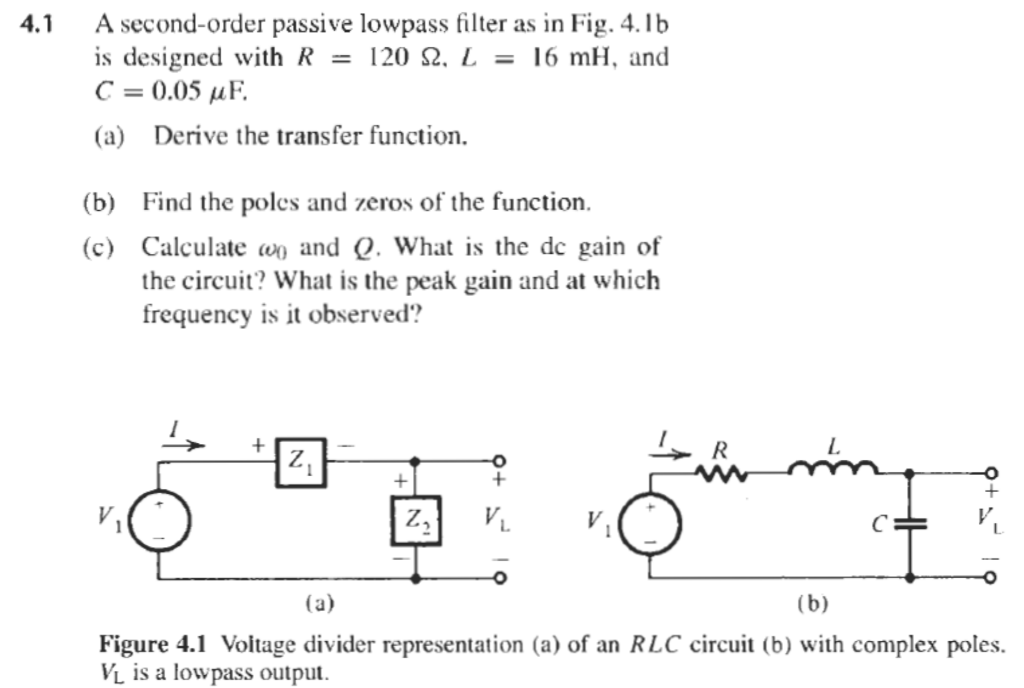 Solved .1 A second-order passive lowpass filter as in Fig. | Chegg.com