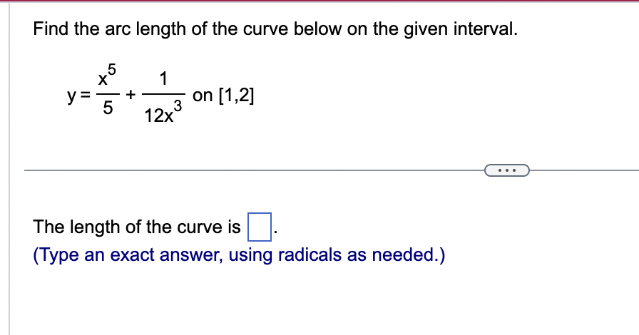 Solved Find the arc length of the curve below on the given | Chegg.com