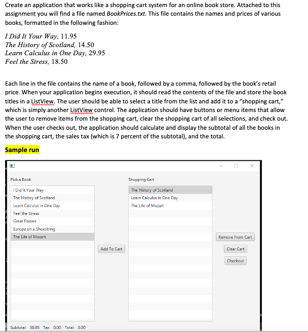 Solved Create an application that works like a shopping cart | Chegg.com