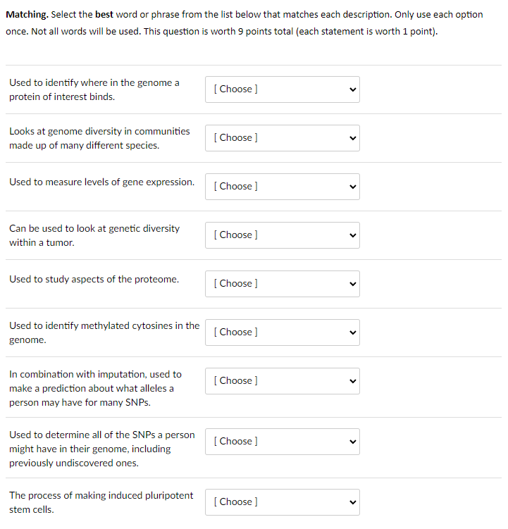 Solved Matching. Select the best word or phrase from the | Chegg.com