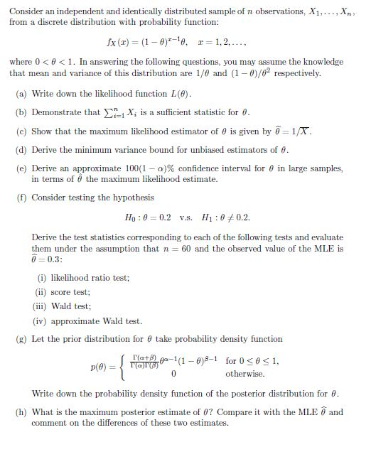 Solved Consider an independent and identically distributed | Chegg.com