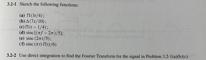Solved 3.2-1 Sketch the following functions: (a) Π(3t/4); | Chegg.com