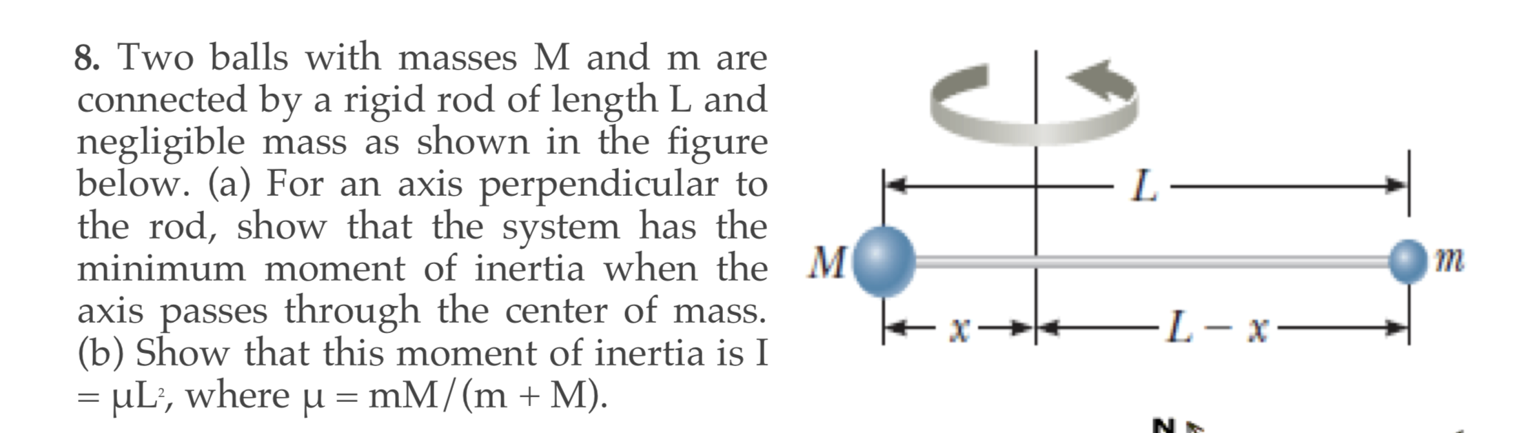 Solved L- 8. Two balls with masses M and m are connected by | Chegg.com