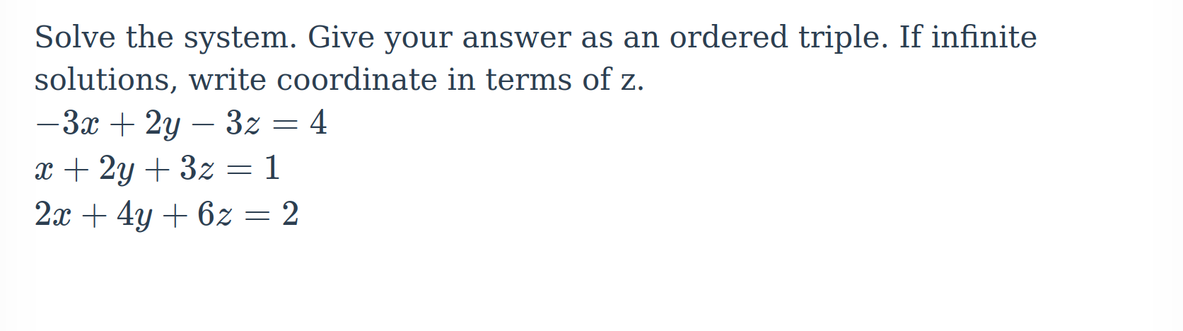Solved Solve the system. Give your answer as an ordered | Chegg.com