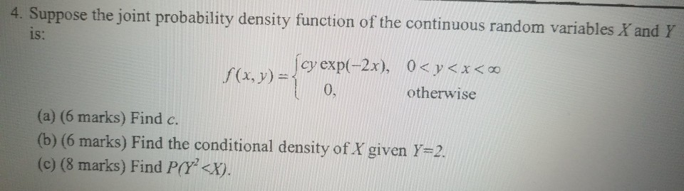 Solved 4. Suppose the joint probability density function of | Chegg.com