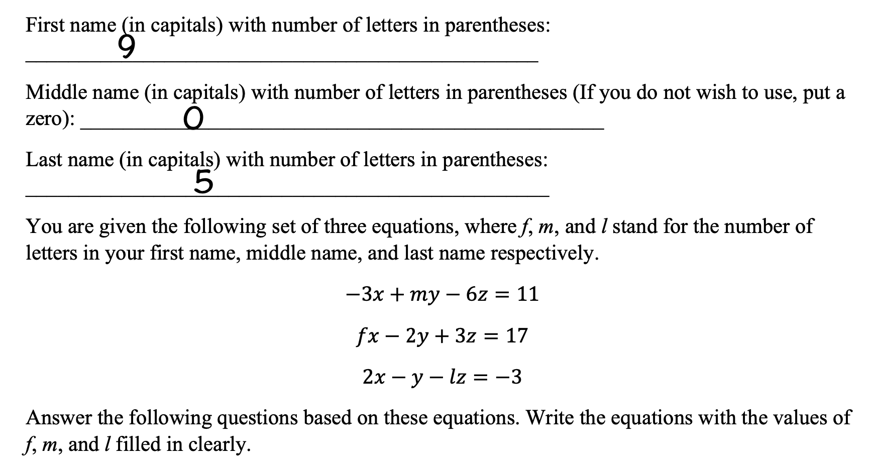 Solved First name (in capitals) with number of letters in | Chegg.com