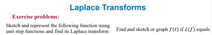 Solved Laplace Transforms Exercise problems: Sketch and | Chegg.com