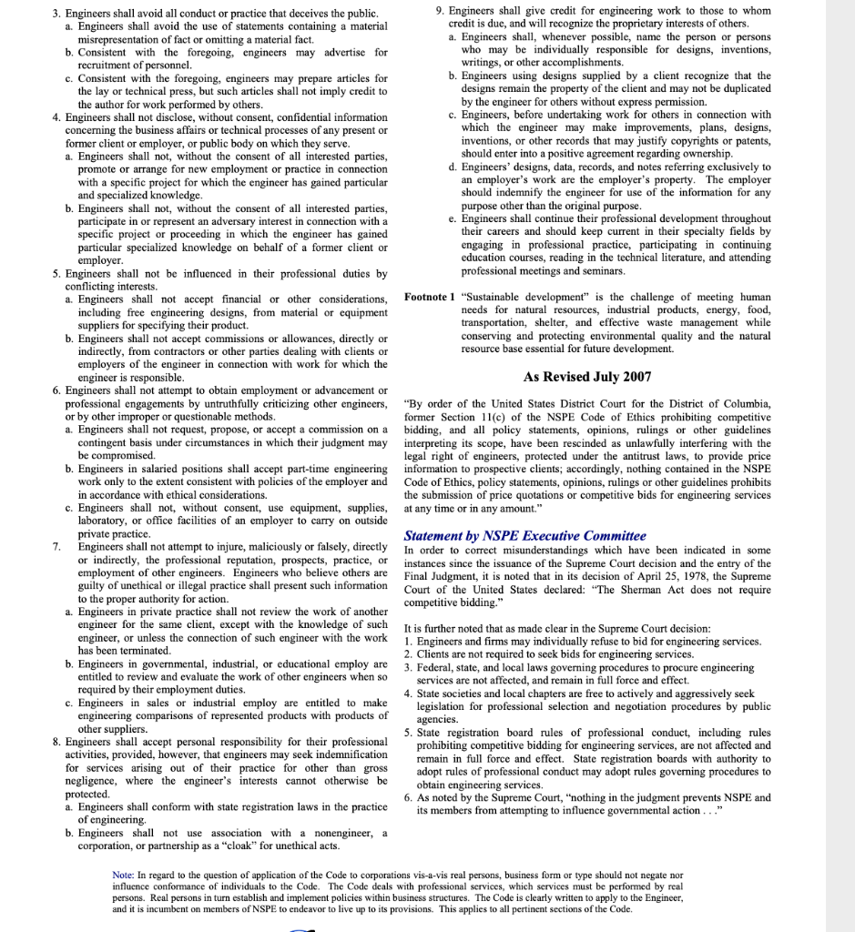 Solved Based on the provided Code of Ethics for Engineers: | Chegg.com