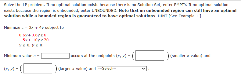 Solved Solve the LP problem. If no optimal solution exists | Chegg.com