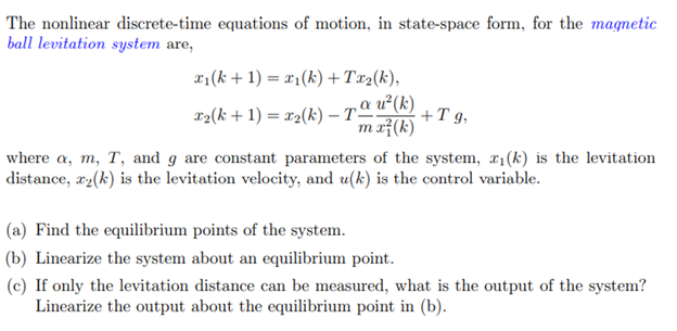 The nonlinear discrete-time equations of motion, in | Chegg.com