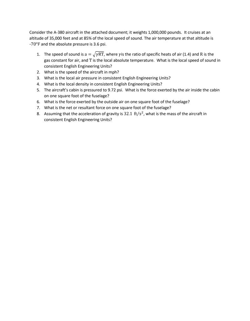 Solved Consider the A-380 aircraft in the attached document; | Chegg.com