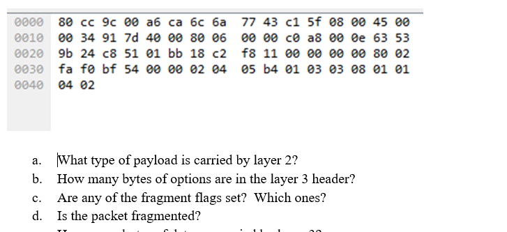 Solved 0000 0010 0020 0030 0040 80 cc 9c 00 аб са бс ба 77 | Chegg.com