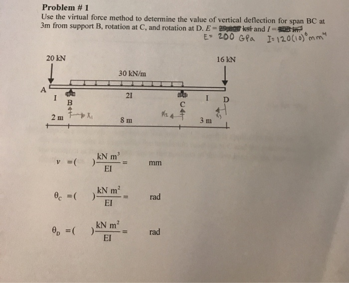 Solved Problem # 1 Use the virtual force method to determine | Chegg.com