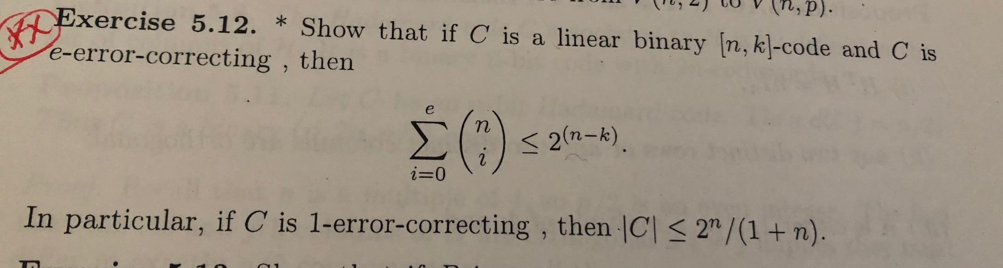 Solved AD Exercise 5.12. * Show that if C is a linear binary | Chegg.com