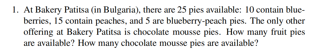 Solved At Bakery Patitsa (in Bulgaria), there are 25 pies | Chegg.com