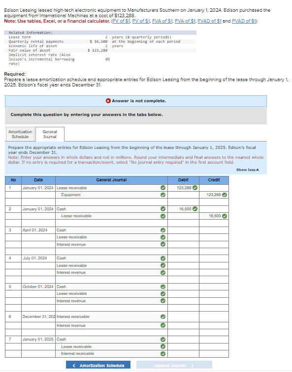 Solved 1.Record the lease 2-5. ﻿Record cash received 6. | Chegg.com
