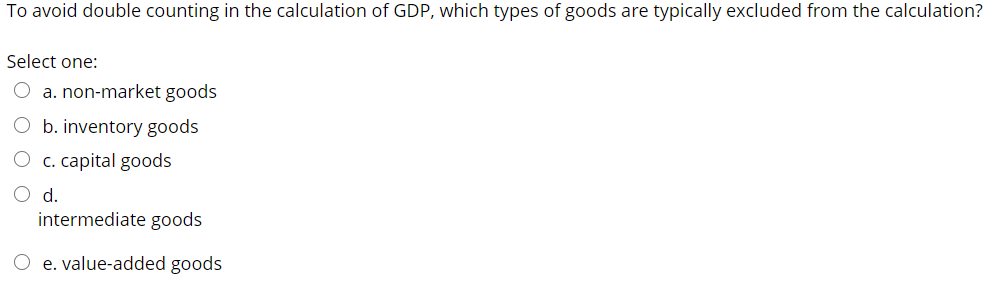 Solved To avoid double counting in the calculation of GDP, | Chegg.com