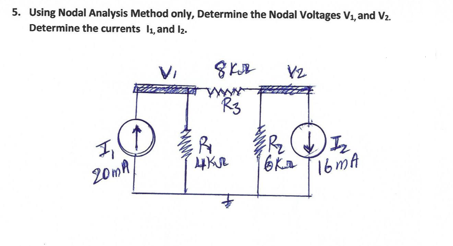 Solved 5. Using Nodal Analysis Method only, Determine the | Chegg.com