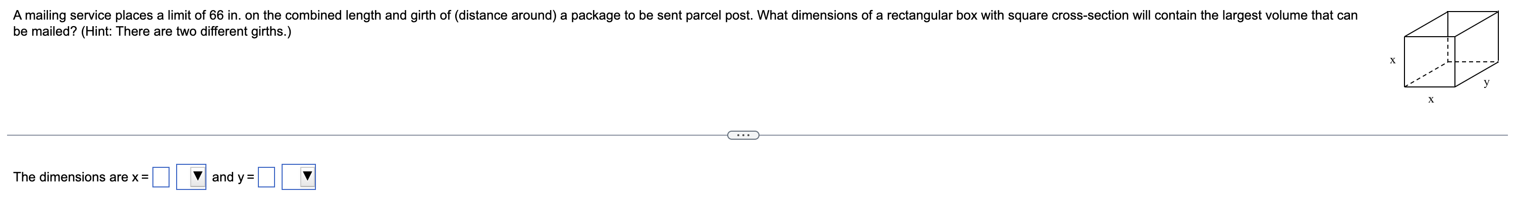 Solved The dimensions are x= and y= | Chegg.com