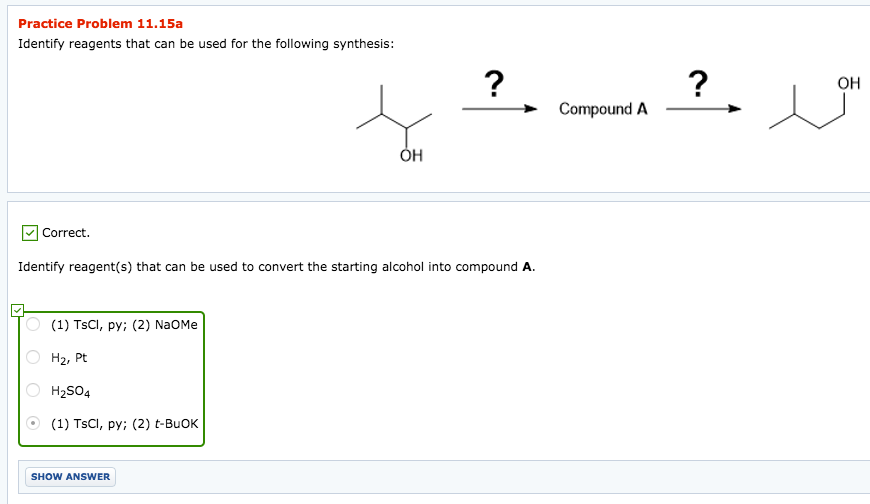 Solved Practice Problem 11.15a Identify reagents that can | Chegg.com