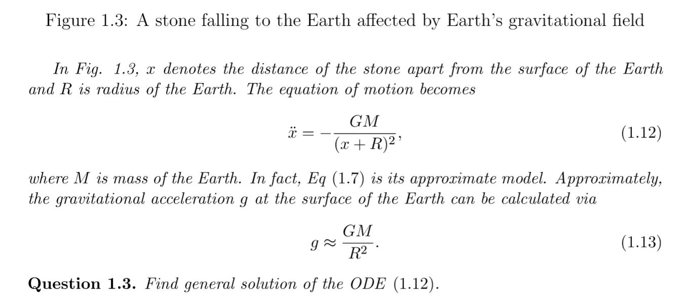 Solved Figure 1.3: A stone falling to the Earth affected by | Chegg.com