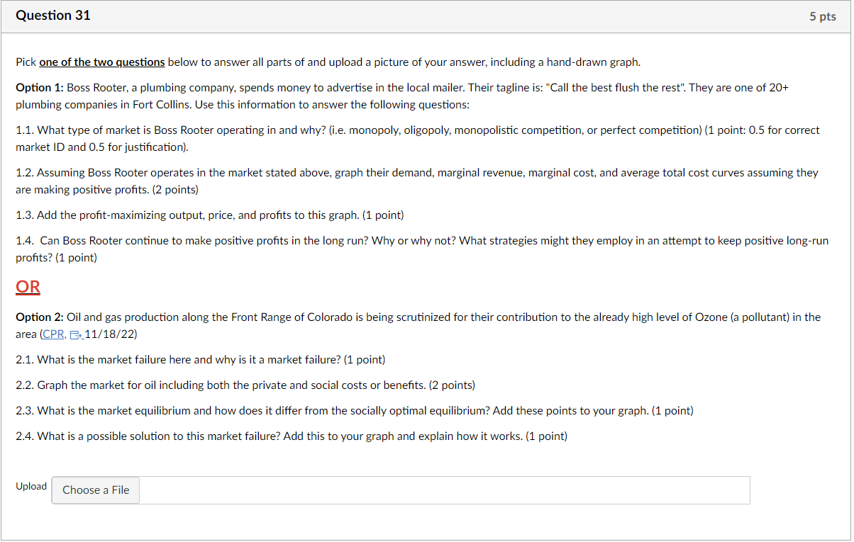 Pick one of the two questions below to answer all | Chegg.com