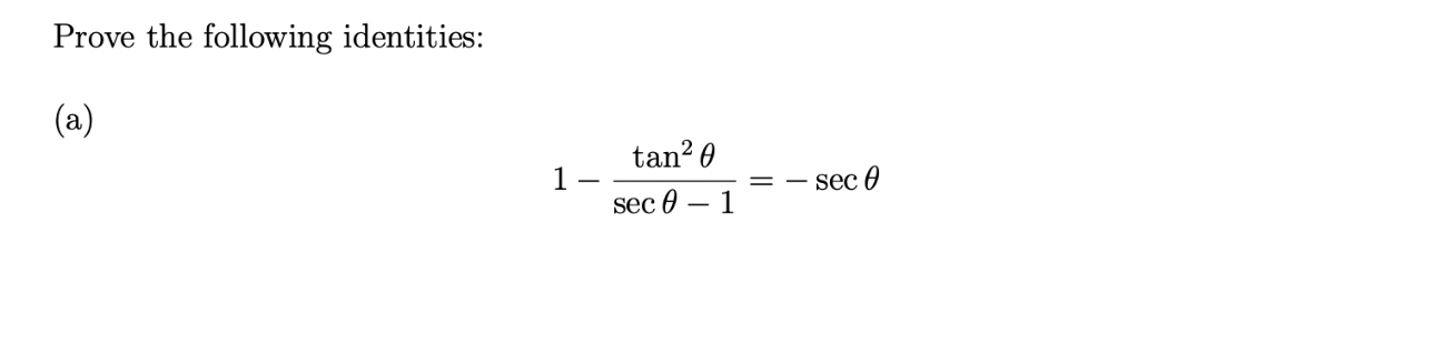 Solved Prove the following identities: (a) | Chegg.com