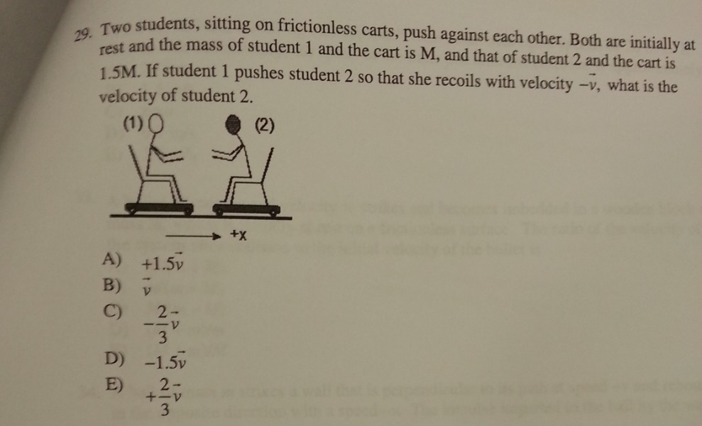 Solved o students, sitting on frictionless carts, push | Chegg.com