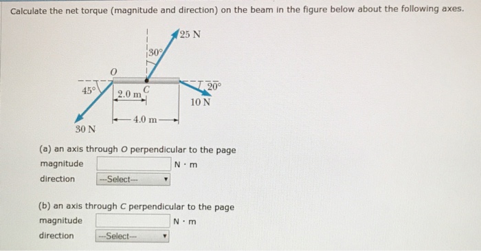 Solved Calculate the net torque (magnitude and direction) on | Chegg.com