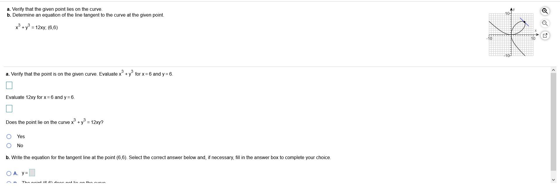 Solved a. Verify that the given point lies on the curve. b. | Chegg.com