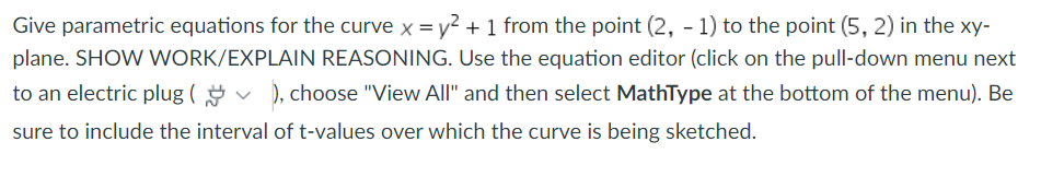 Solved Give parametric equations for the semicircle from the | Chegg.com