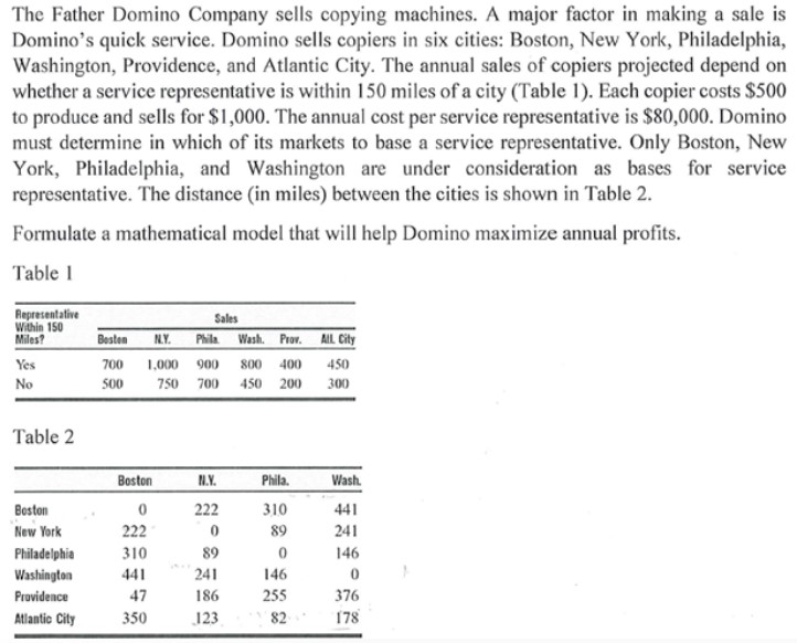 The Father Domino Company sells copying machines. A | Chegg.com