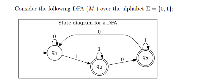 Solved Consider the following DFA (M) over the alphabet S= | Chegg.com