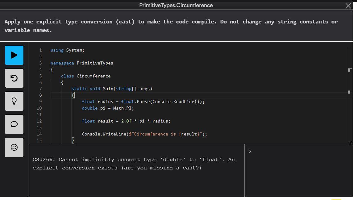 Solved PrimitiveTypes.Circumference Use c#, Use the same | Chegg.com