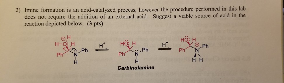 Solved 2) Imine formation is an acid-catalyzed process, | Chegg.com