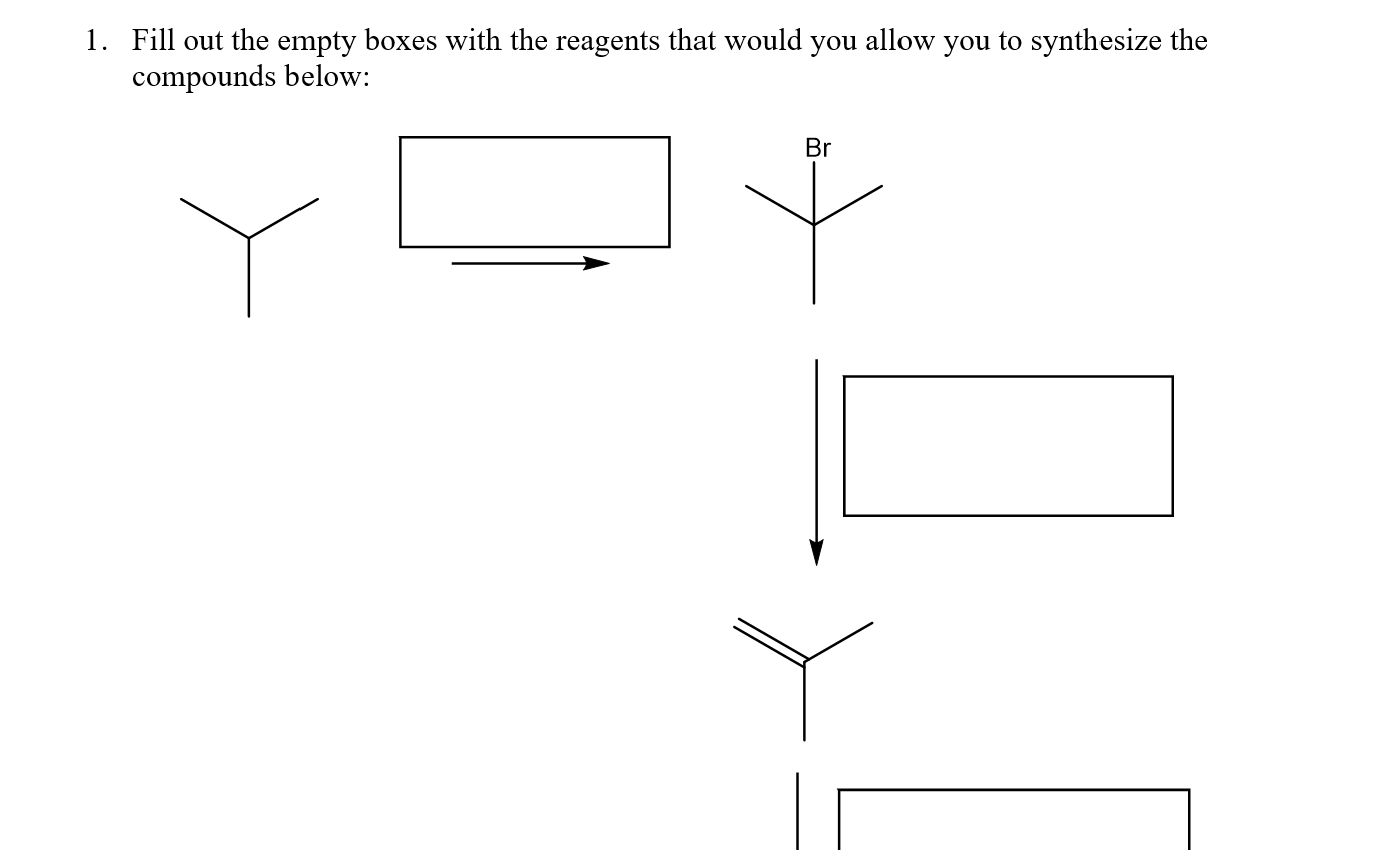 Solved 1. Fill out the empty boxes with the reagents that | Chegg.com