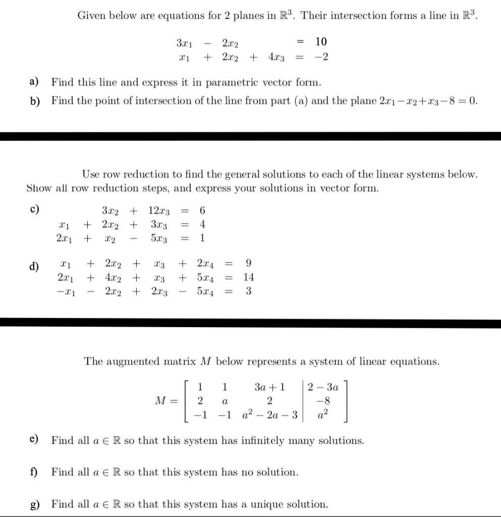 Solved Given below are equations for 2 planes in R3. Their | Chegg.com