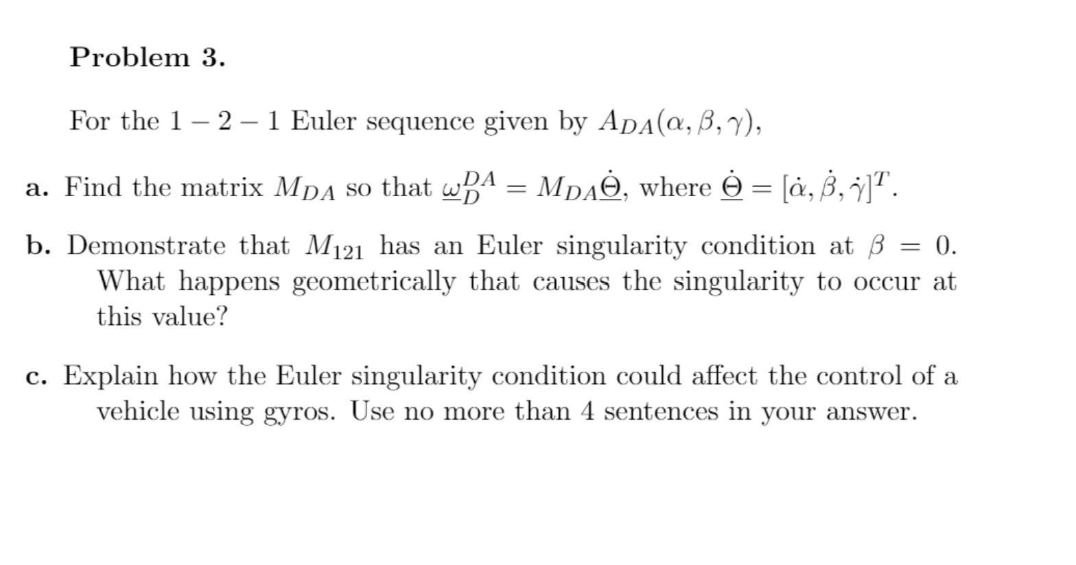 Problem 3. For the 1 – 2 – 1 Euler sequence given by | Chegg.com