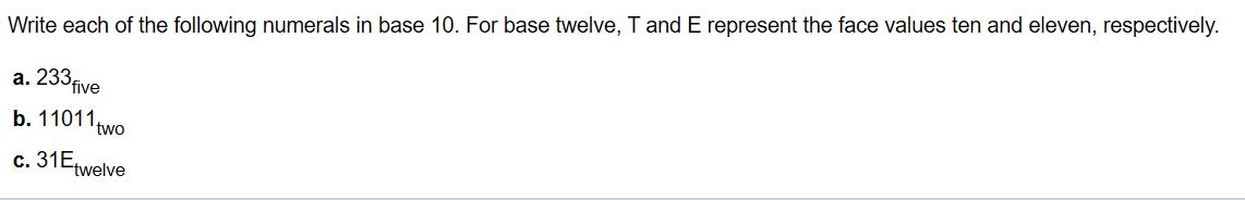 Solved Write each of the following numerals in base 10. For | Chegg.com