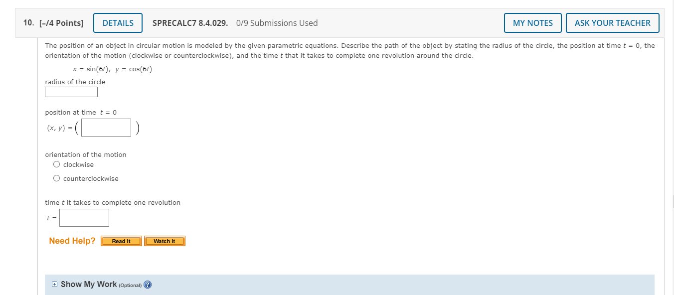Solved 10. [-14 Points) DETAILS SPRECALC7 8.4.029. 0/9 | Chegg.com