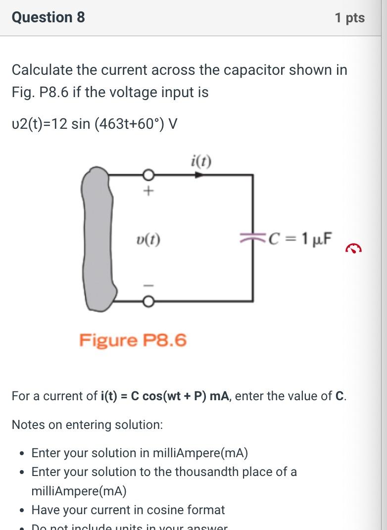 Solved Calculate the current across the capacitor shown in | Chegg.com