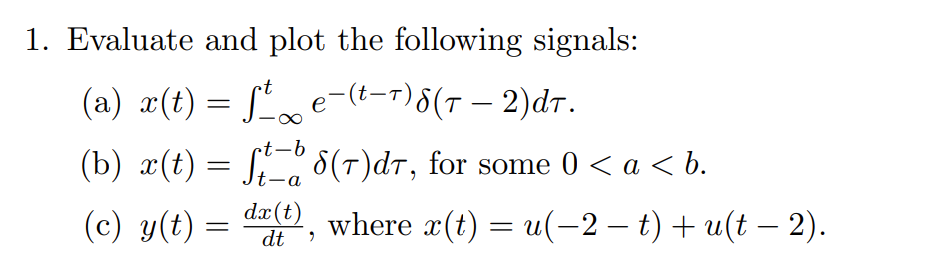Solved 1. Evaluate and plot the following signals: (a) | Chegg.com