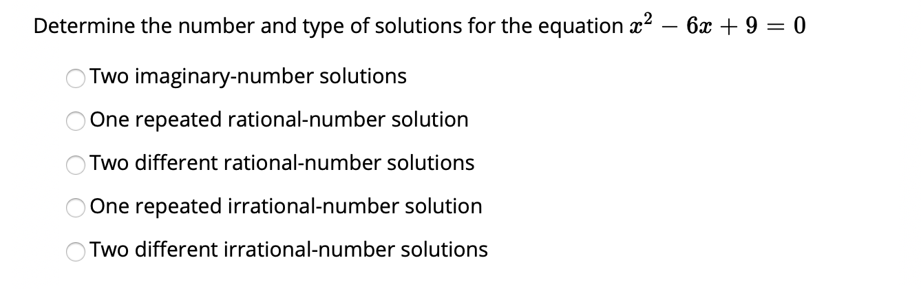 Solved Determine the number and type of solutions for the | Chegg.com