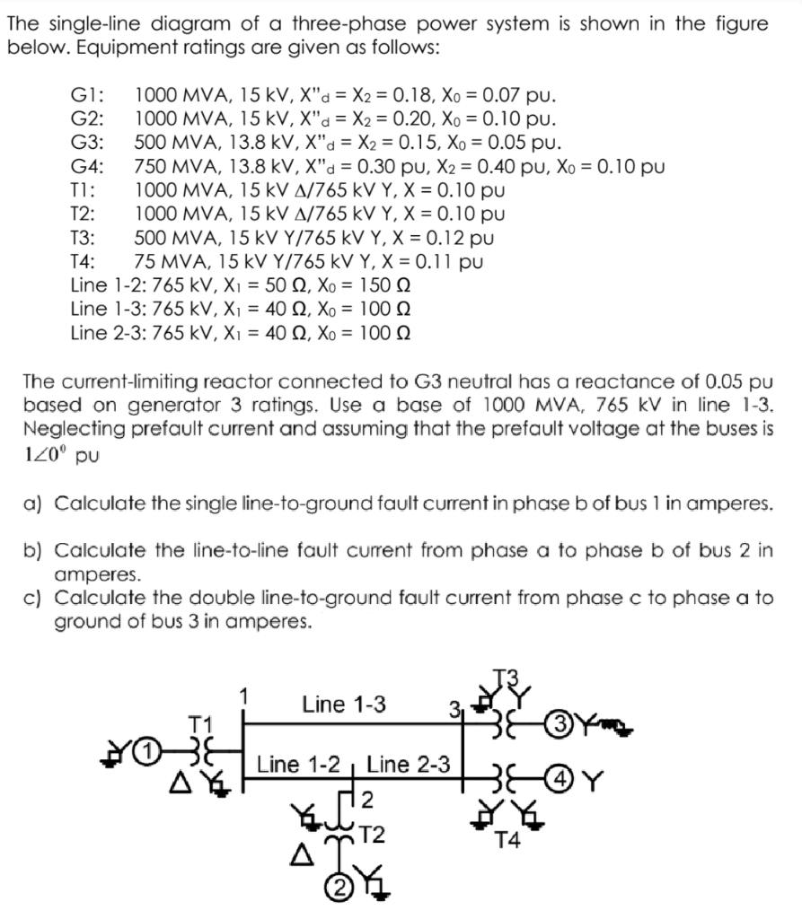Three Phase Power Single Line Diagram Solved The Single-line